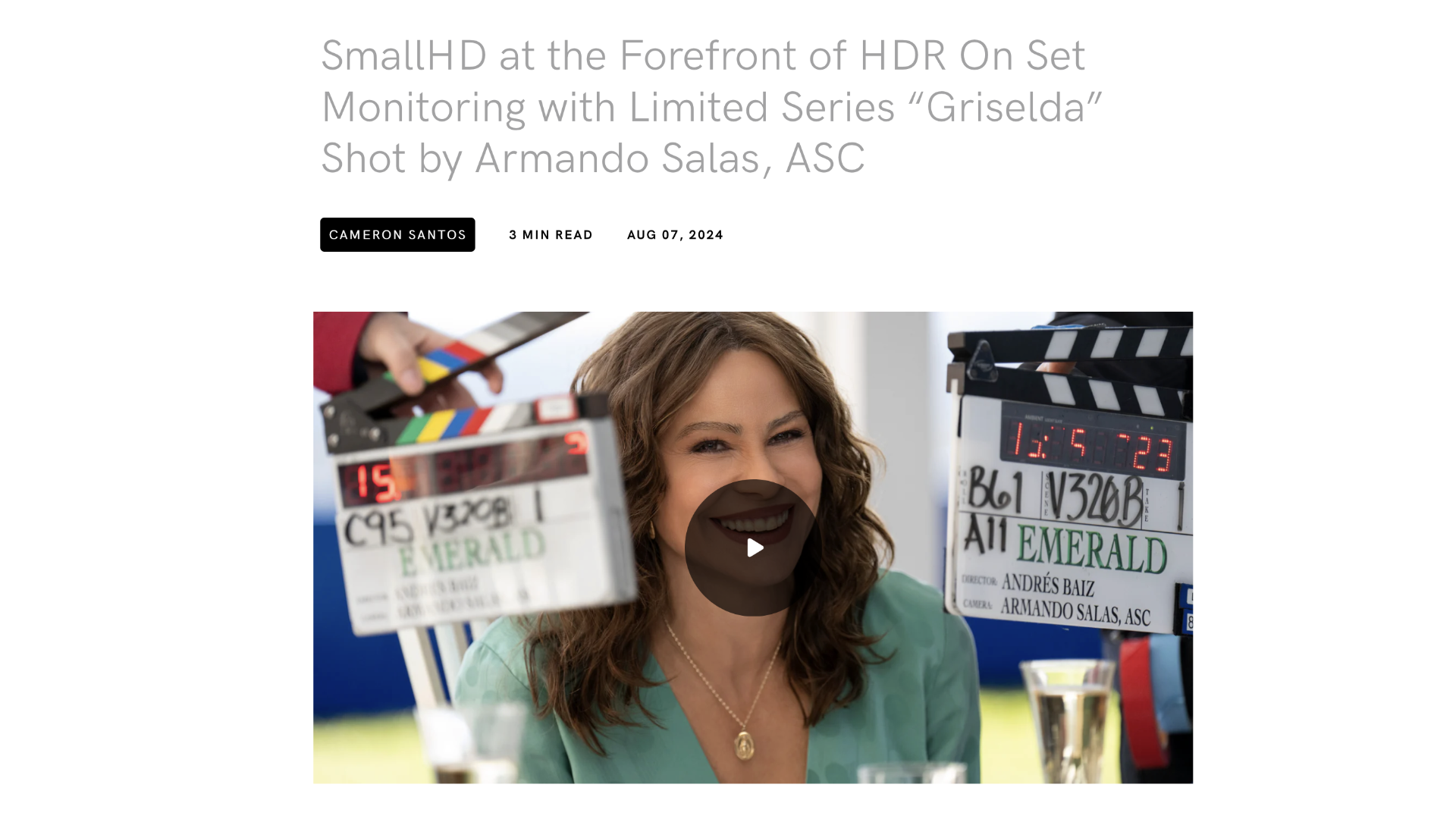 SmallHD At The Forefront Of HDR On Set Monitoring With Limited Series ”Griselda” Shot By Armando ...
